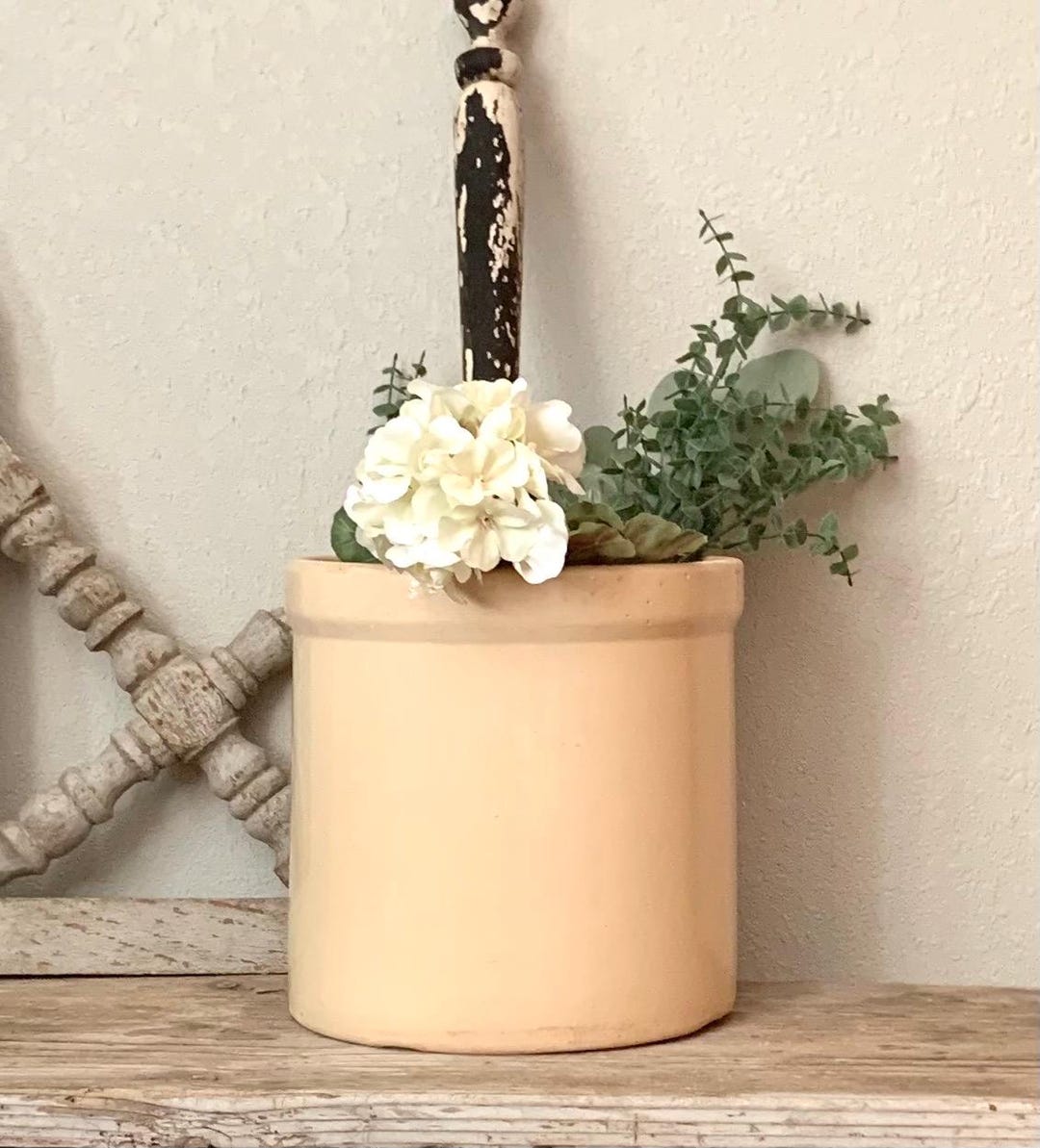 Vintage Pottery Crock Beige/glazed Stonewall Pottery/crock 8” Tall ...