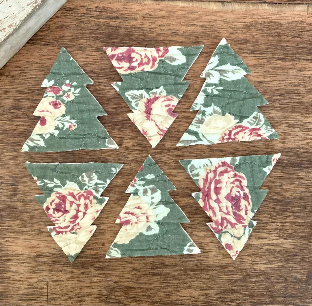 Vintage Quilt Set of 6 Vintage Quilt Christmas Trees DIY Project, Dark ...