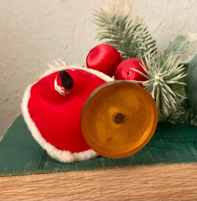 Vintage Flocked Santa Dancing Santa in His Red Flocked Suit Kitschy Mid ...