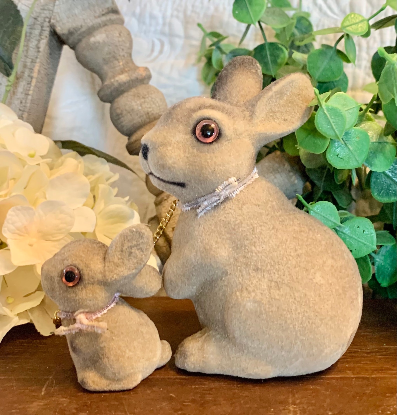 Vintage Easter Rabbits Bunny Vintage Flocked Bunnies Spring | Etsy