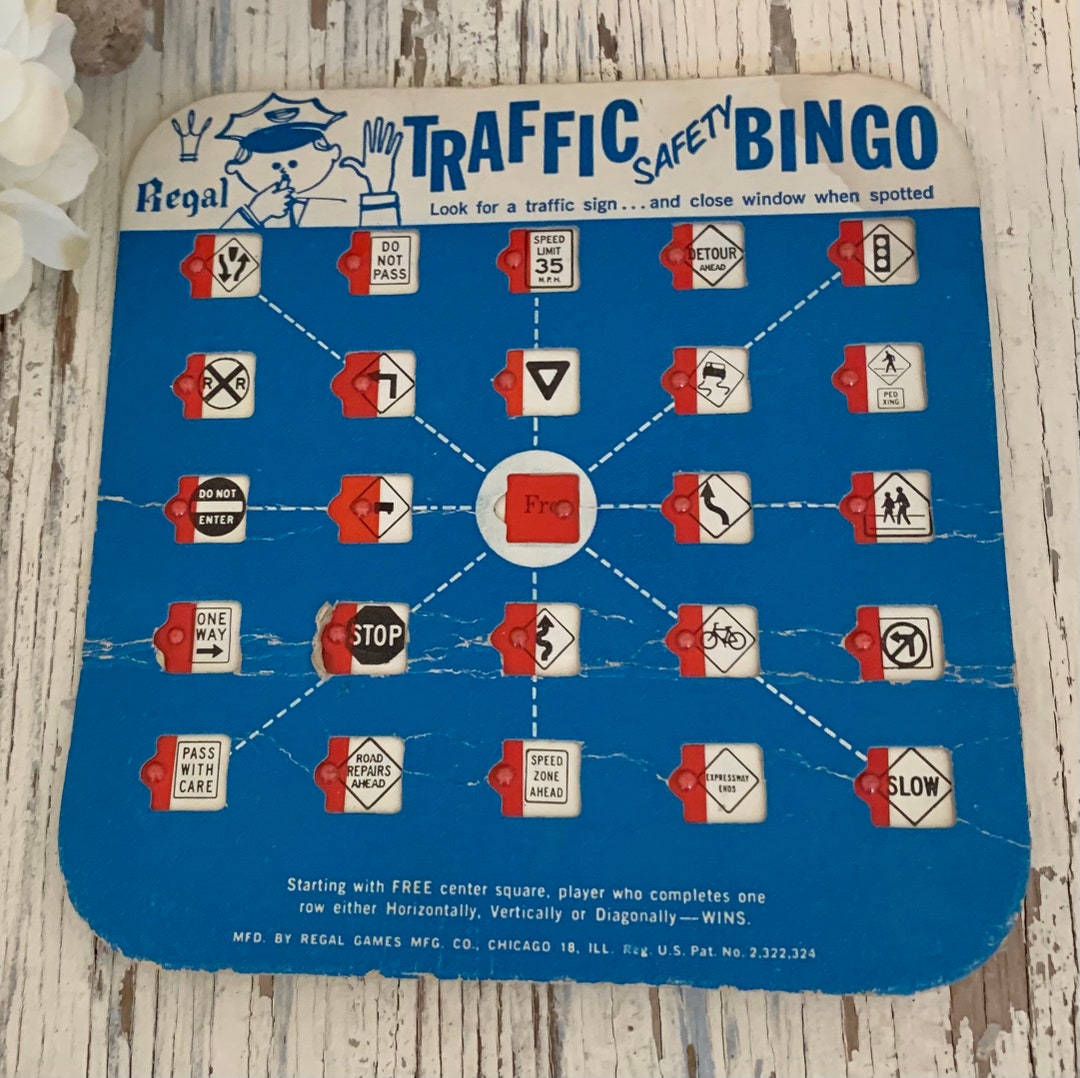 Vintage Traffic Bingo Card Traveling Car Game Cottagecore American ...