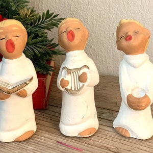 Vintage Christmas Vintage Porcelain Choir Angels Set of 3 Taiwan Boy ...