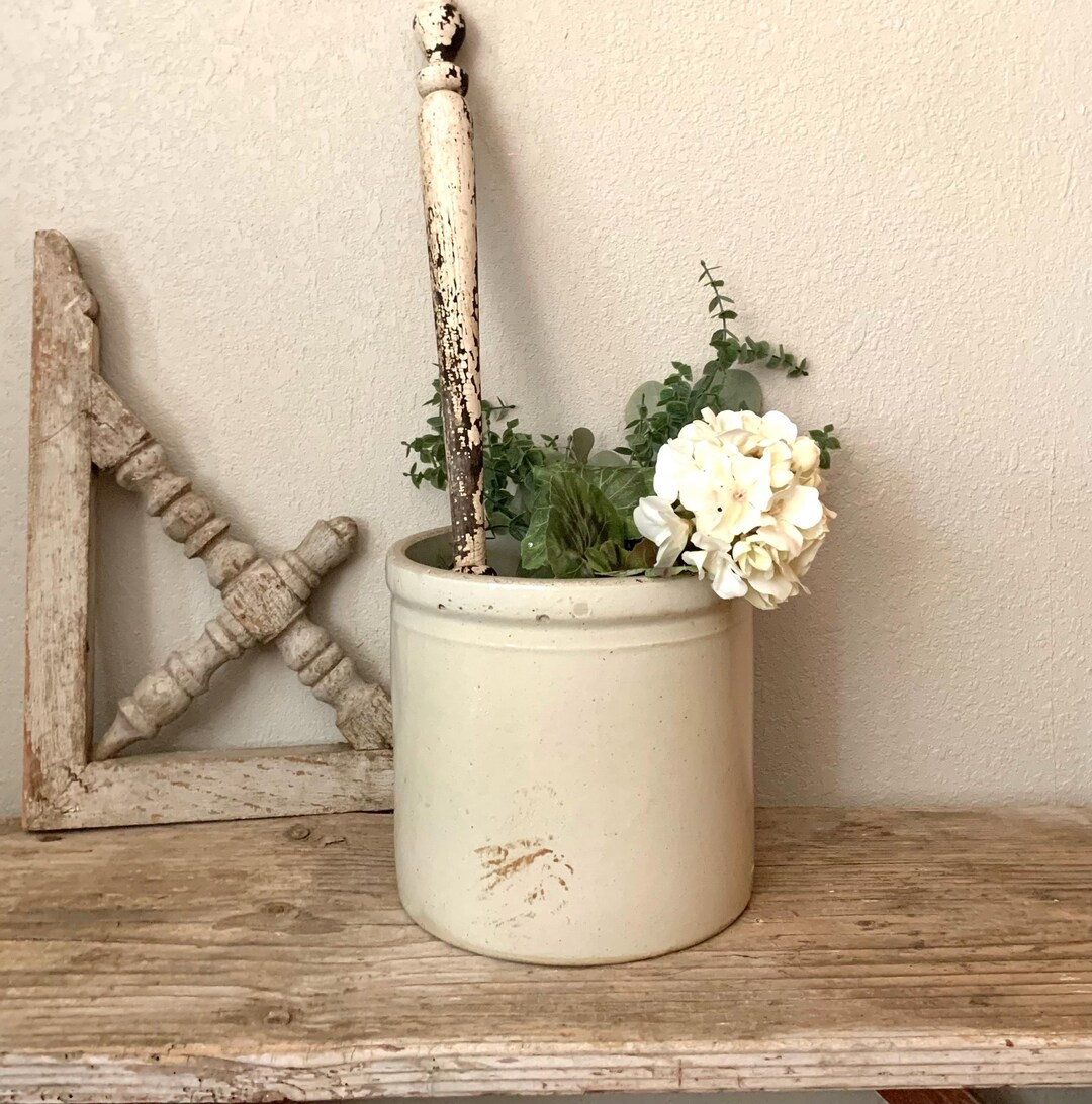 Vintage Pottery Crock Beige/glazed Stonewall Pottery/crock 7“ Tall ...