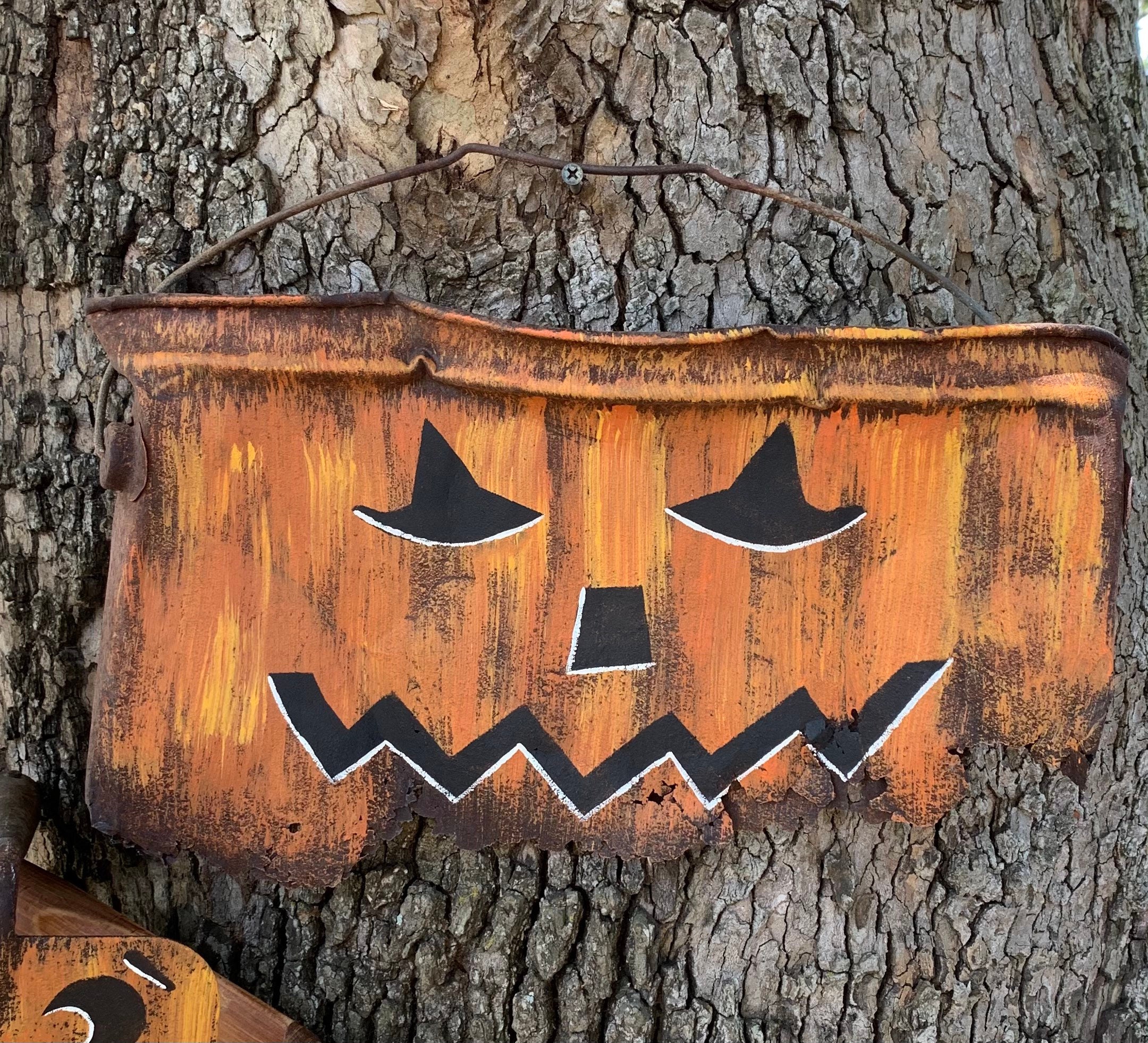 Salvaged Rusty Can Rustic Primitive Trick or Treat Jack O - Etsy