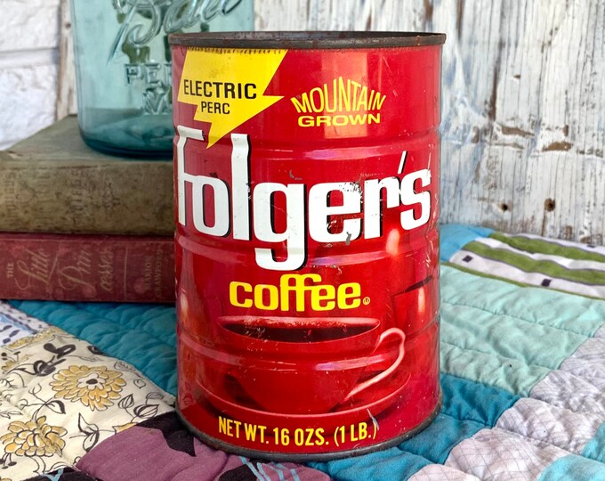 Vintage Folgers Coffee Can Farmhouse Kitchen Vignette Decor Rustic ...