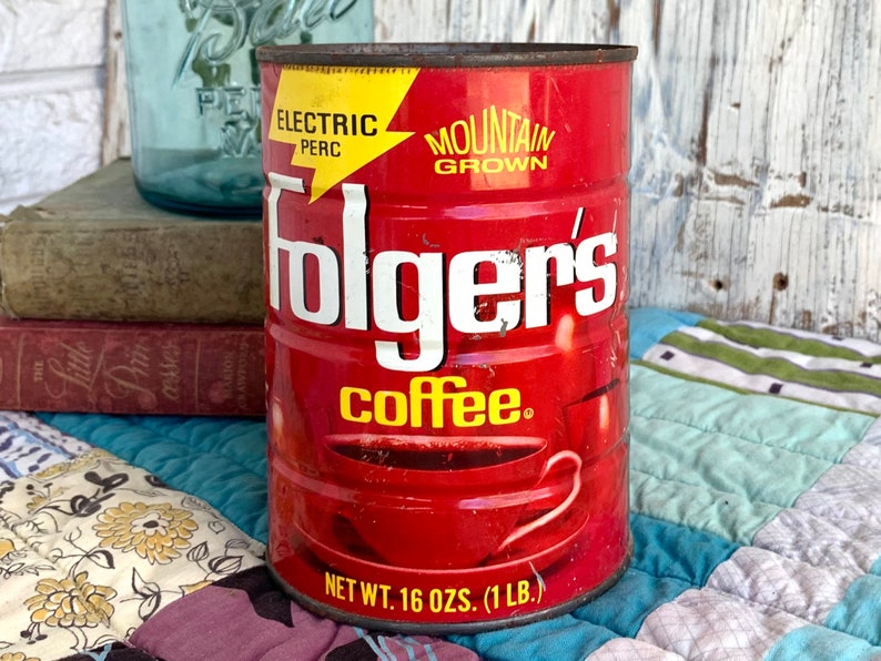 Vintage Folgers Coffee Can Farmhouse Kitchen Vignette Decor - Etsy