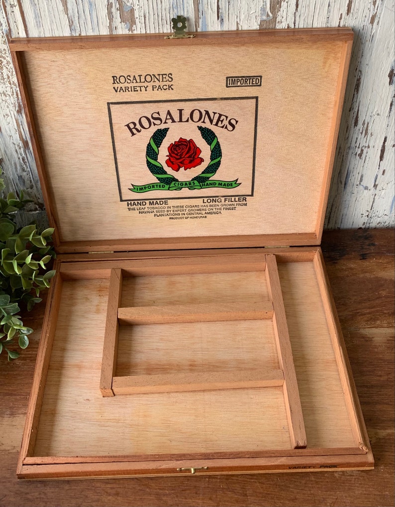 Rosalones Wood Wooden Cigar Box Rose Valentines Vignette Small | Etsy