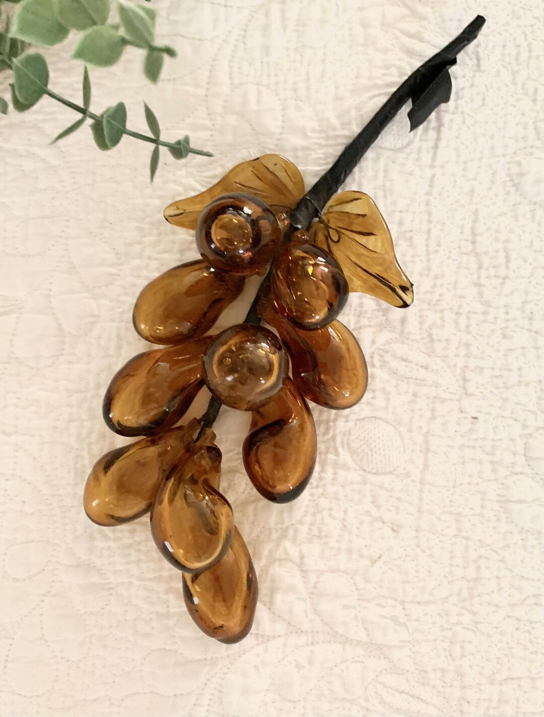 Vintage Hand Blown Italian Glass Grapes Vintage Amber Brown Glass Grape ...