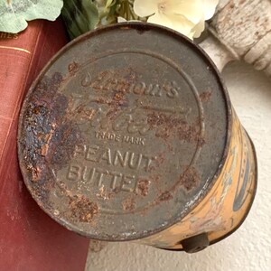 Vintage Metal Can Armours Veribest Peanut Butter Container Rusty Chippy ...