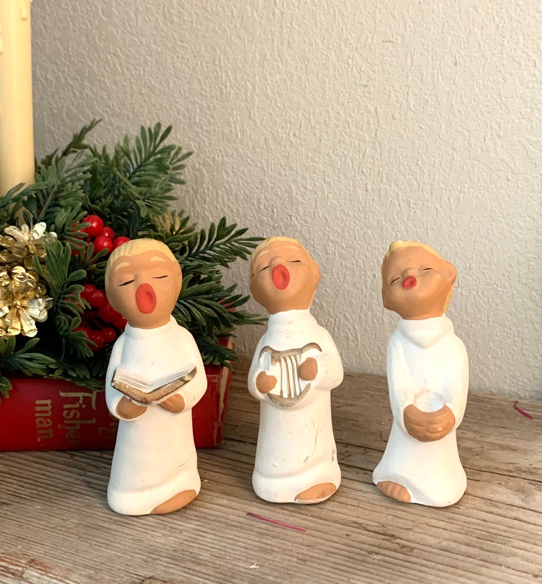 Vintage Christmas Vintage Porcelain Choir Angels Set of 3 Taiwan Boy ...