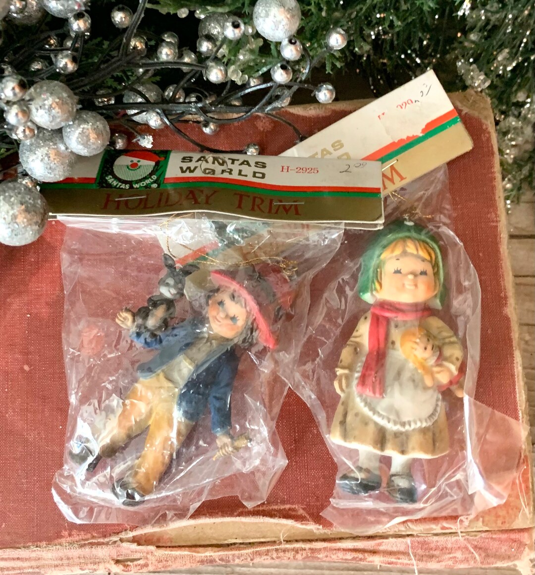 Vintage Kurt Adler Christmas Tree Ornaments Set of 2 Santas World Hong ...