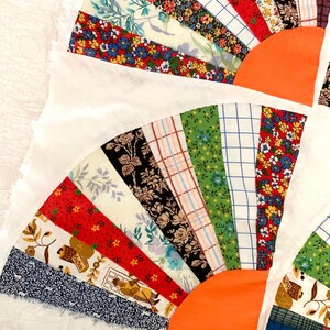Vintage Fan Quilt Piece/block for DIY Upcycling Handmade 19” X 19 ...