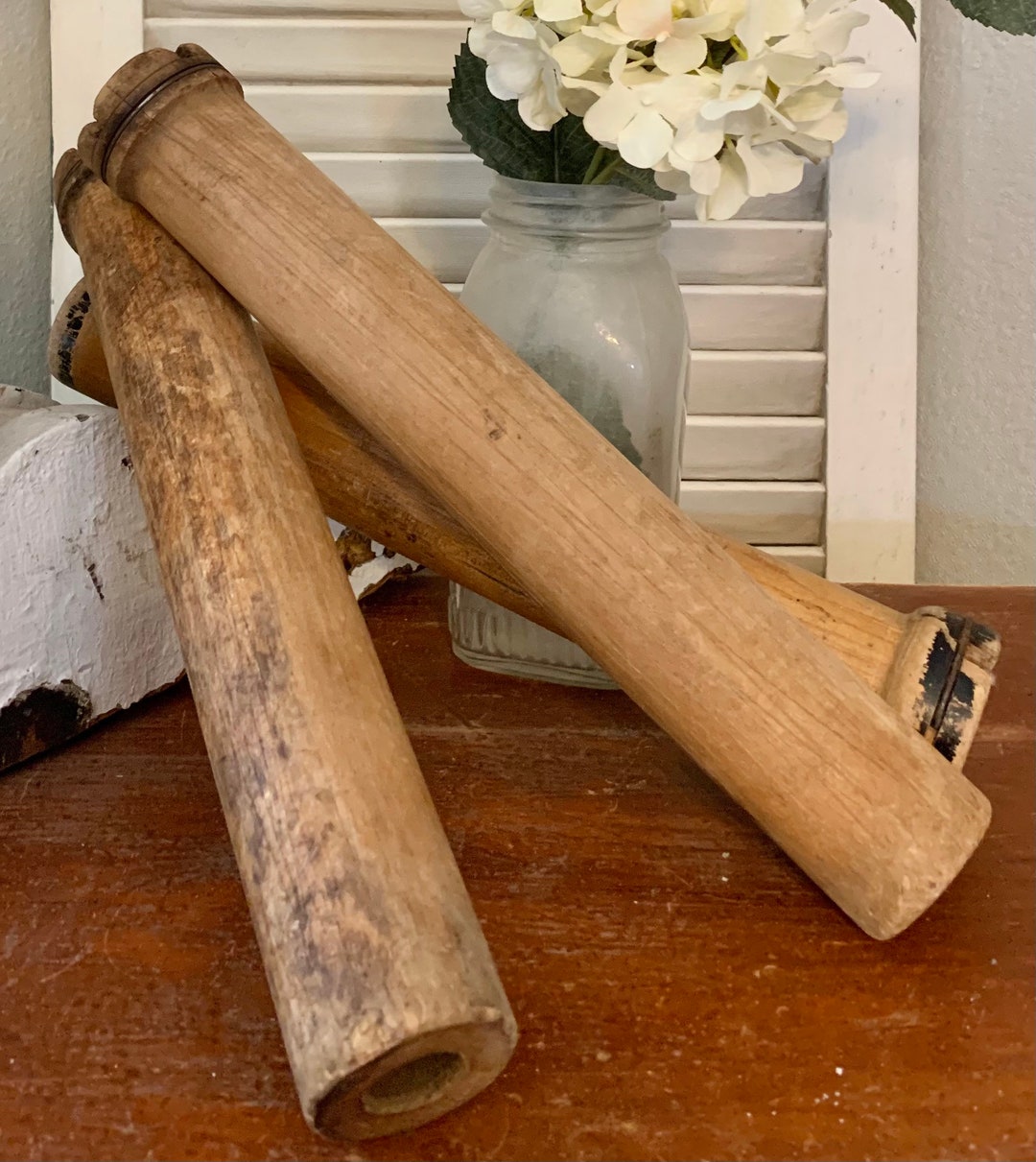 Vintage Thread Spool Large Set of 3 Rustic Primitive Perfectly ...