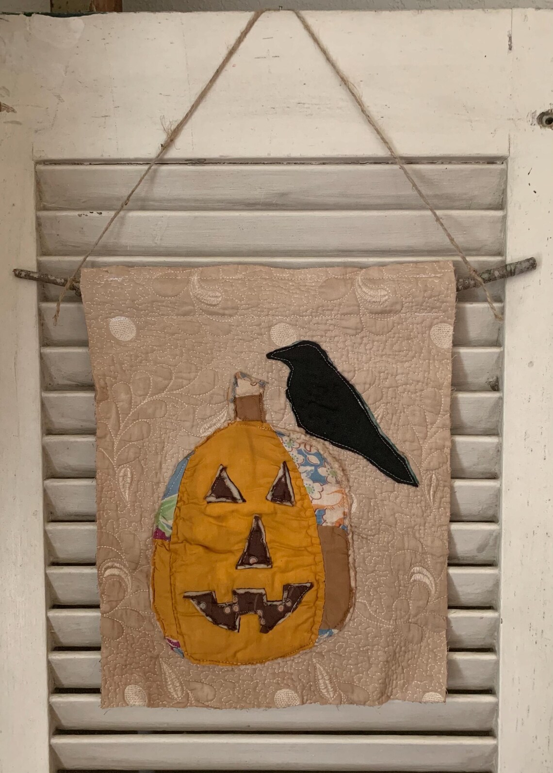 Small Primitive Style Vintage Patchwork Wall Quilt Banner Halloween ...