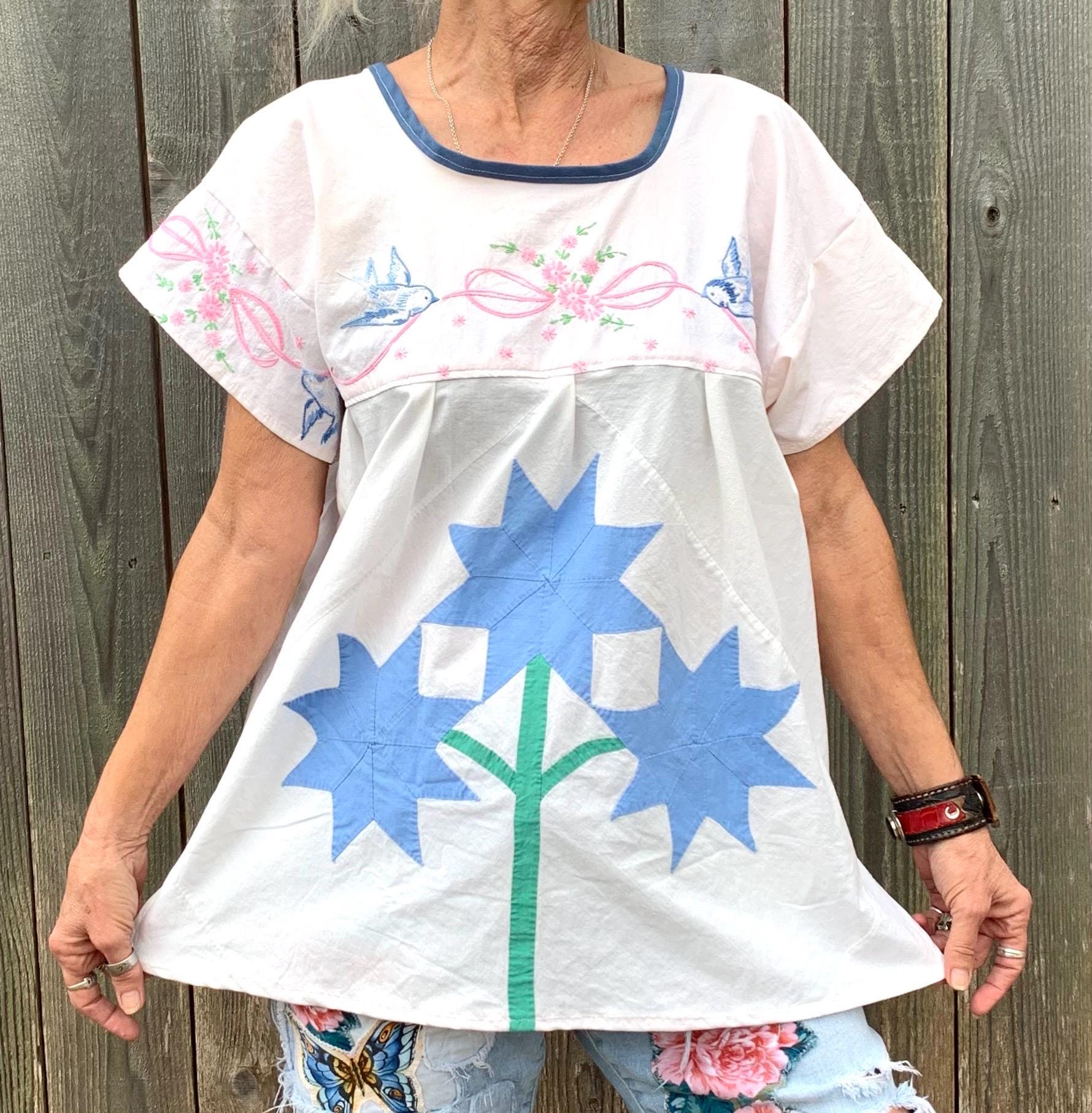 Ladies S/M Vintage Quilt Top Tunic Top New Twist From Vintage Pattern ...