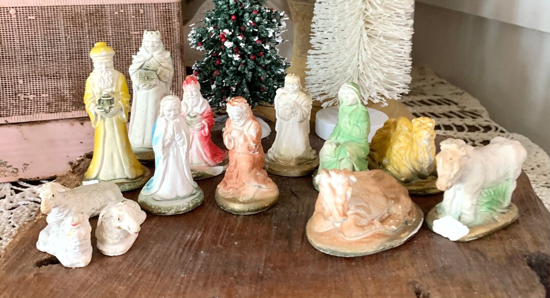 Vintage Christmas Vintage Chalkware Nativity Set 13 Pieces - Etsy