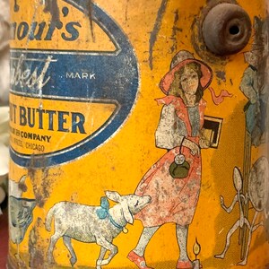 Vintage Metal Can Armours Veribest Peanut Butter Container Rusty Chippy ...