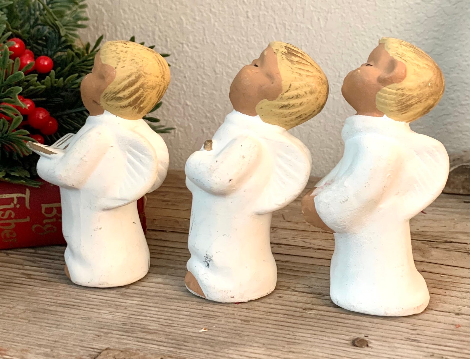 Vintage Christmas Vintage Porcelain Choir Angels Set of 3 Taiwan Boy ...