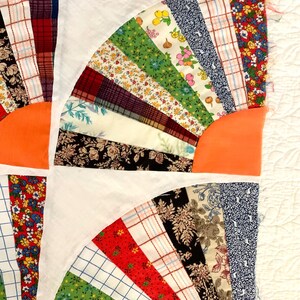 Vintage Fan Quilt Piece/block for DIY Upcycling Handmade 19” X 19 ...