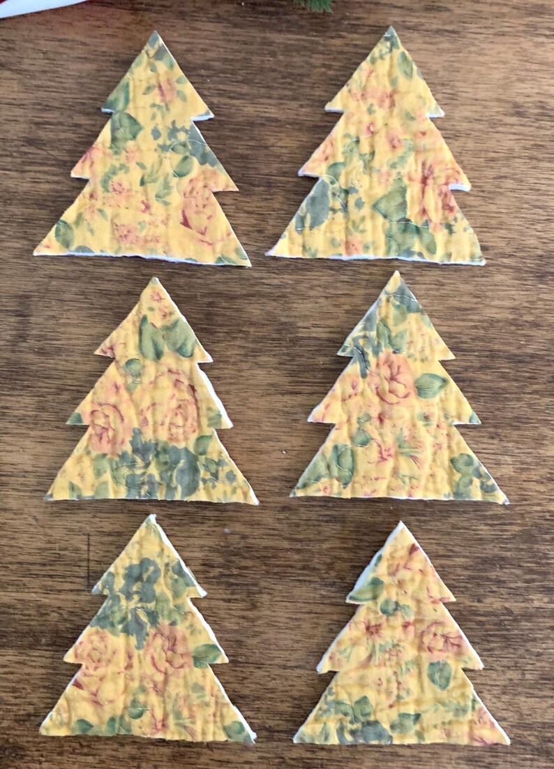 Vintage Quilt Set of 6 Vintage Quilt Christmas Trees DIY Project, Dark ...