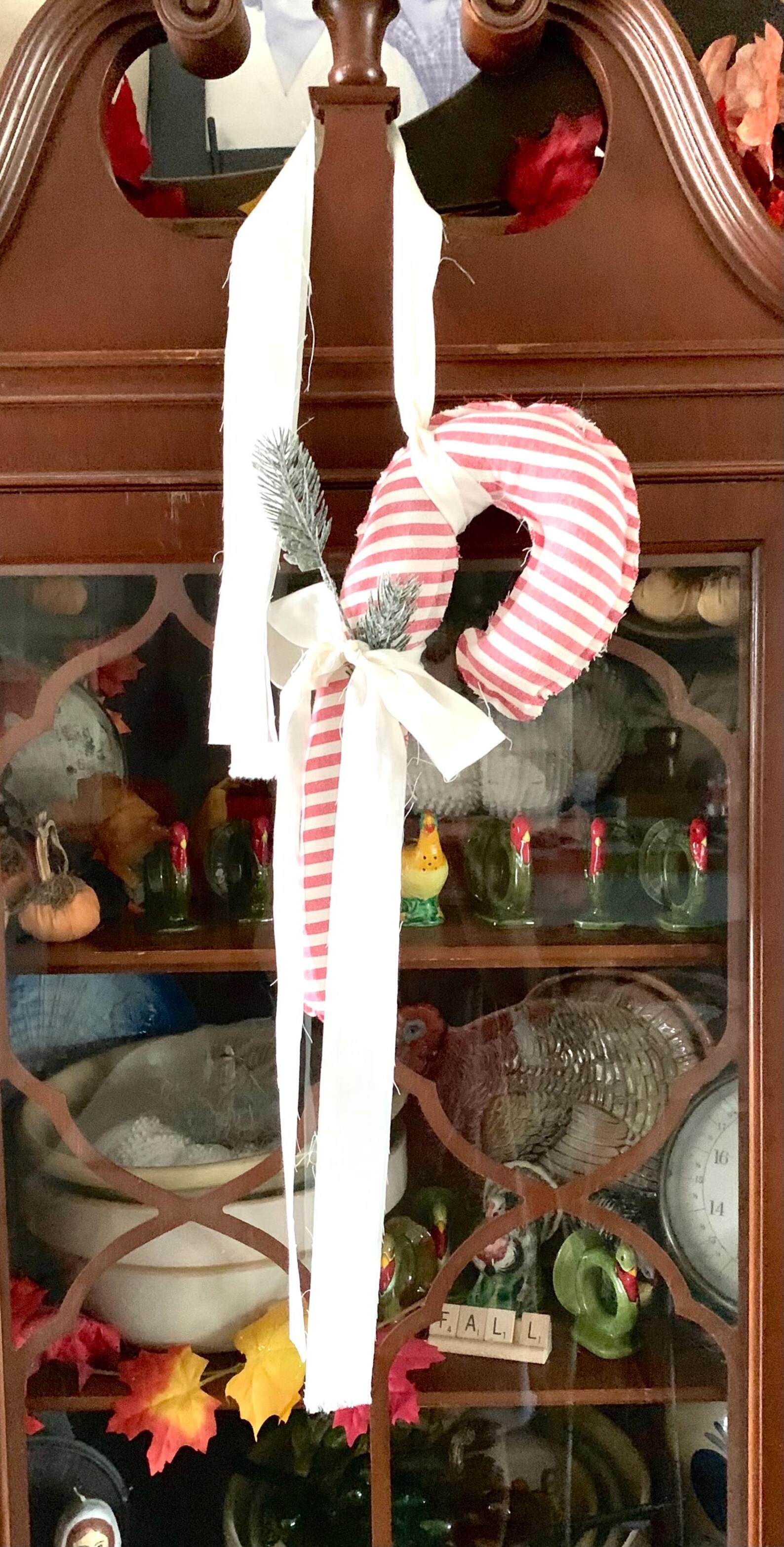 1 Peg Rail Candy Cane Large Christmas Fabric Candy Cane 14” Long Rustic ...
