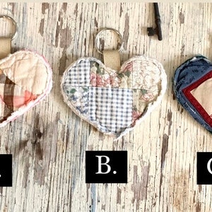 Vintage Quilt Keychain Heart Shaped Key Fob Dresden Plate/patchwork Squares/circle/tulip ...