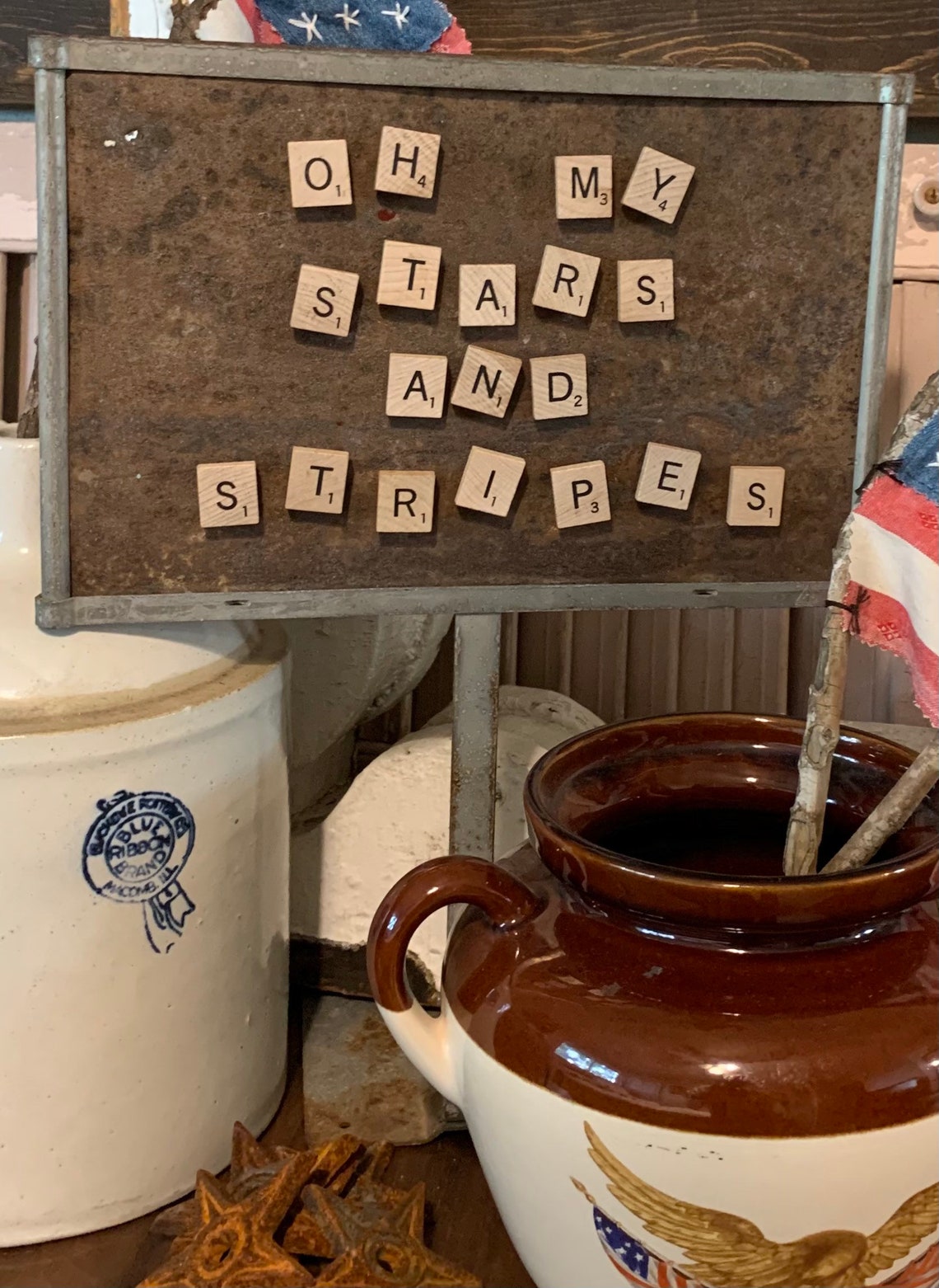 Message Board Repurposed Upcycled Retail Sign Holder Rusty Tin | Etsy