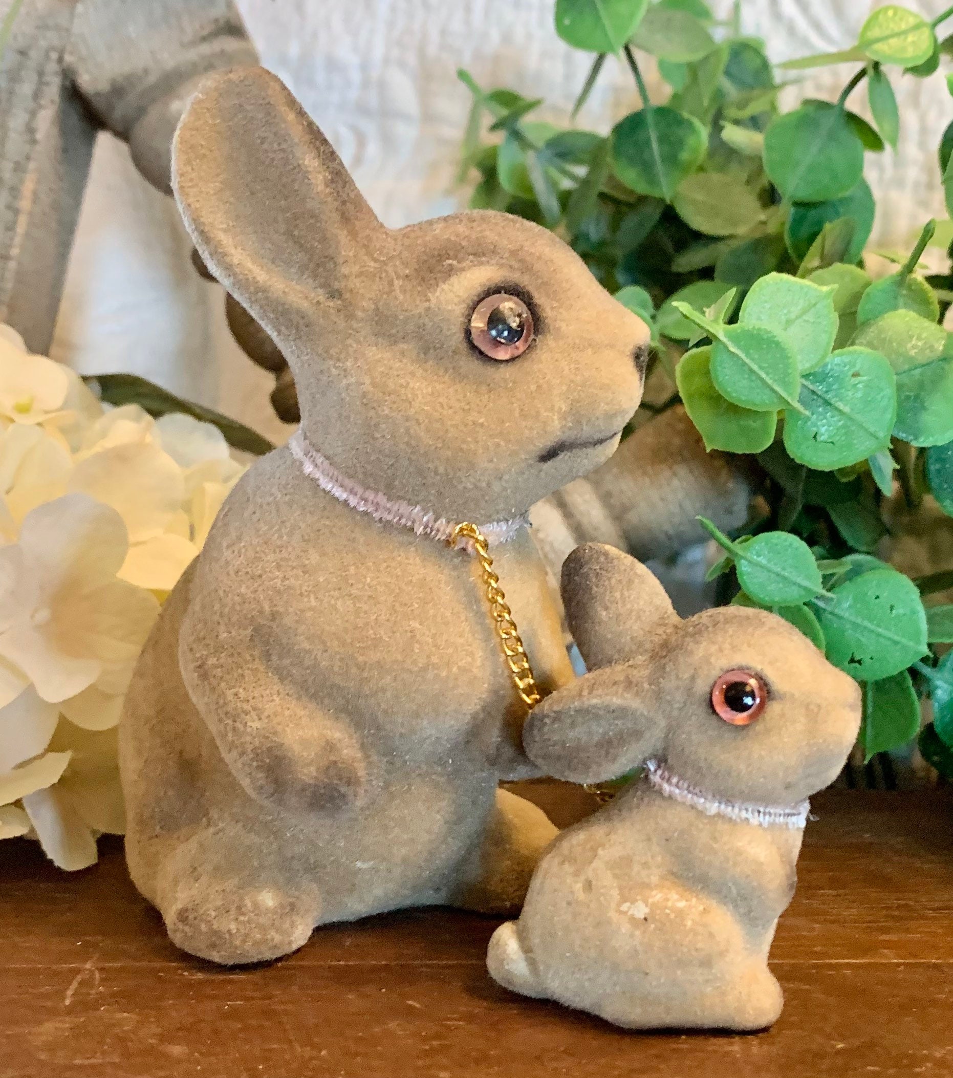 Vintage Easter Rabbits Bunny Vintage Flocked Bunnies Spring | Etsy