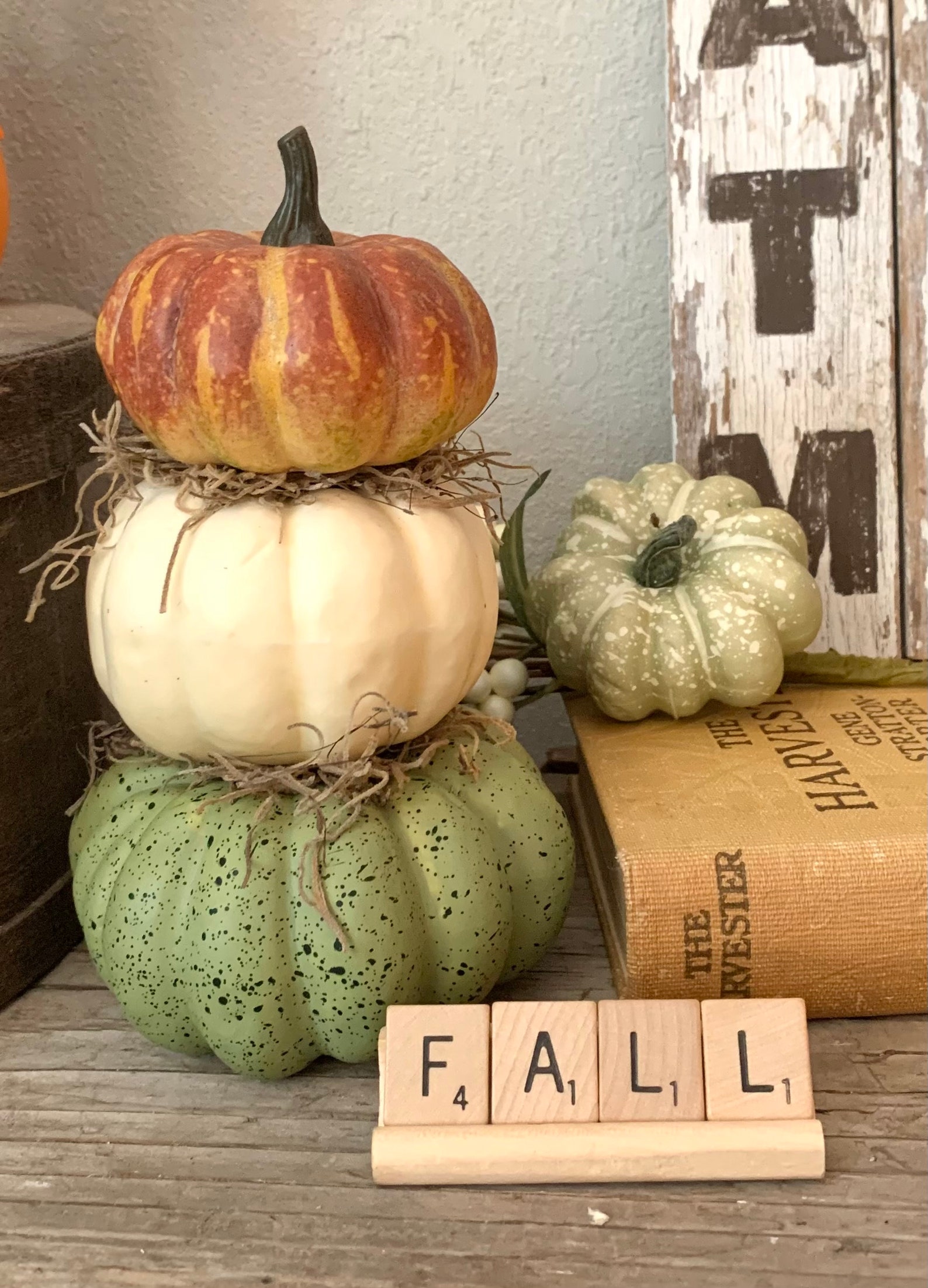 Vintage Fall Scrabble Tile Words Halloween Vignette Words BOO FALL ...