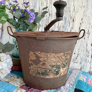 Vintage Rusty Metal Ice Cream Bucket Summer Decor - Etsy