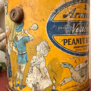 Vintage Metal Can Armours Veribest Peanut Butter Container Rusty Chippy ...