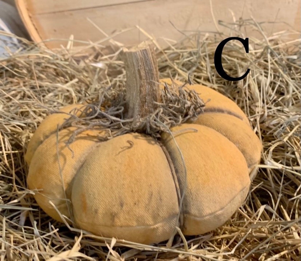 Primitive Pumpkins Fabric Handmade Real Pumpkin Stems Rustic - Etsy