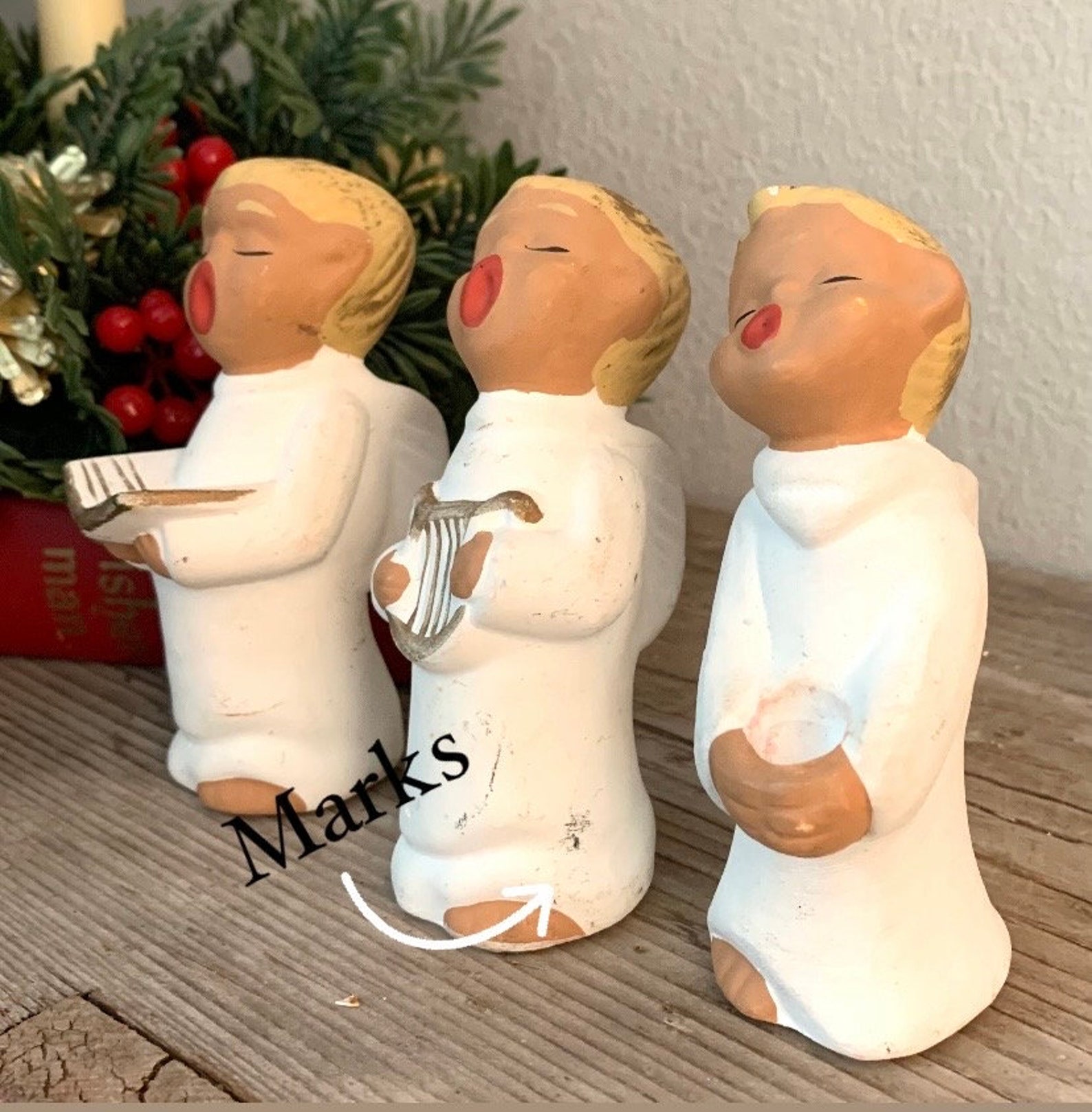 Vintage Christmas Vintage Porcelain Choir Angels Set of 3 Taiwan Boy ...