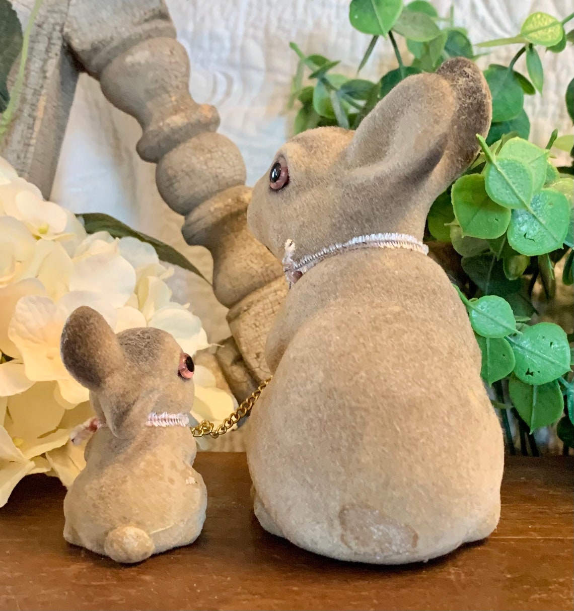 Vintage Easter Rabbits Bunny Vintage Flocked Bunnies Spring | Etsy