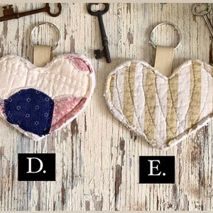 Vintage Quilt Keychain Heart Shaped Key Fob Dresden Plate/patchwork ...