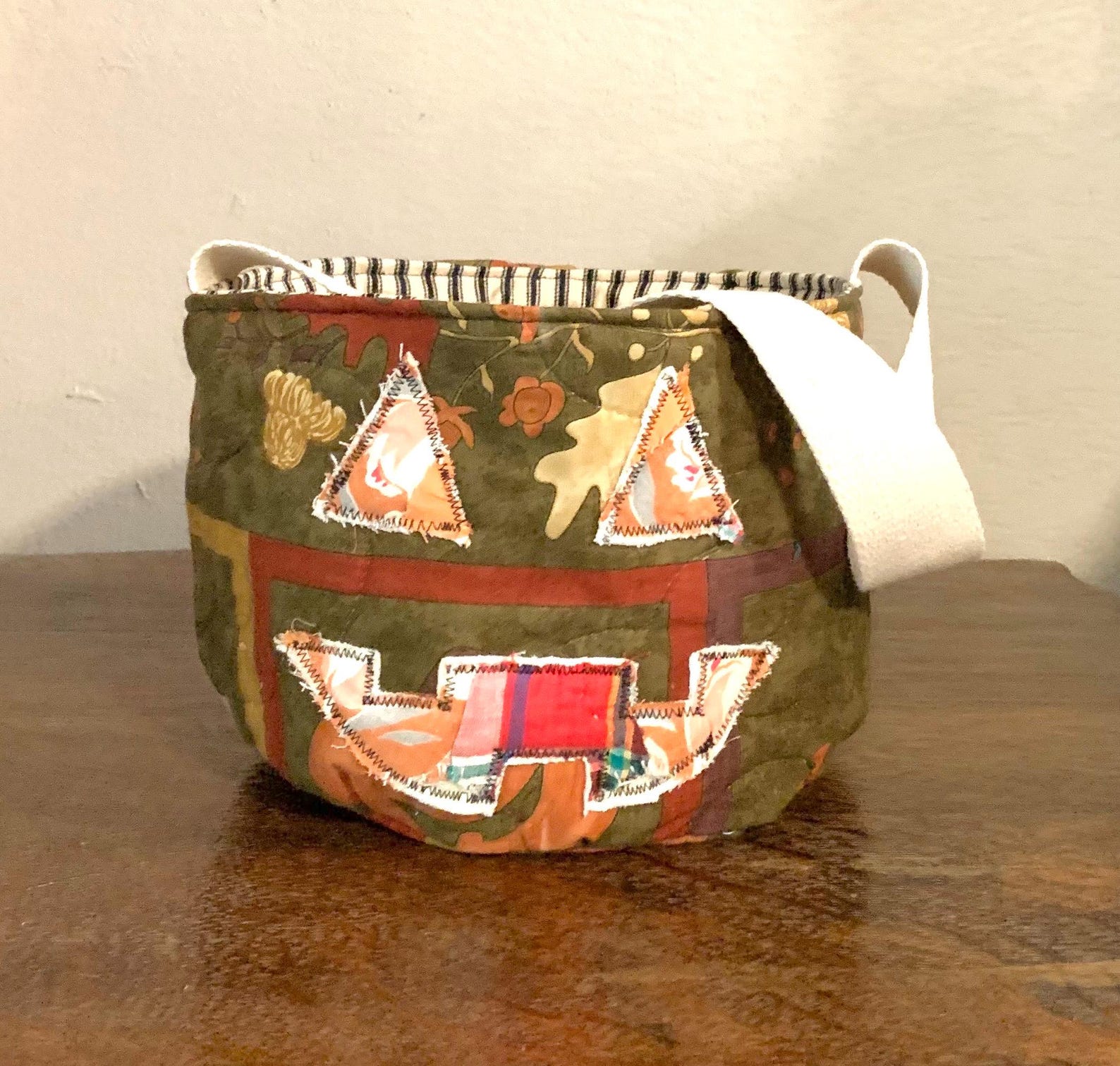 Vintage Quilt Trick or Treat Bucket Halloween Candy Bucket/pail Trick ...