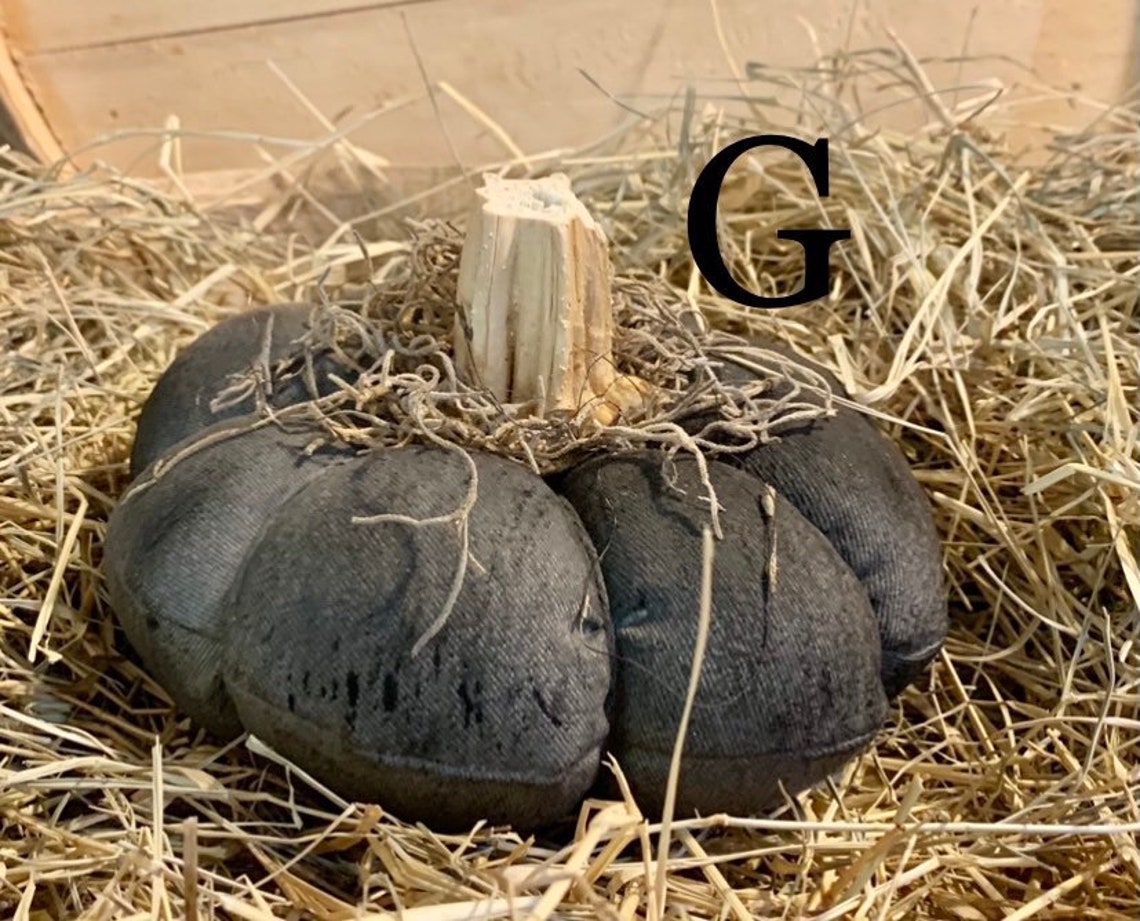 Primitive Pumpkins Fabric Handmade Real Pumpkin Stems Rustic - Etsy