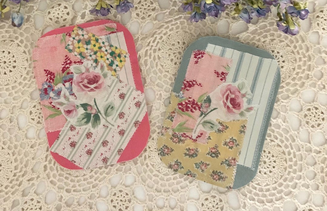 Peel, Press & Stitch Iron on Roses/bird Applique DIY Upcycle Patchwork ...