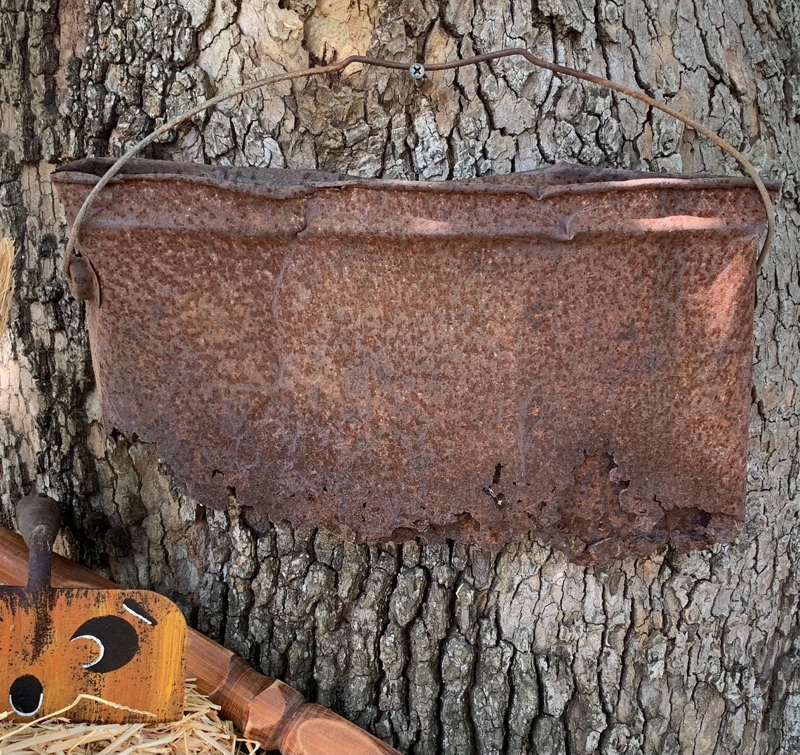 Salvaged Rusty Can Rustic Primitive Trick or Treat Jack O - Etsy