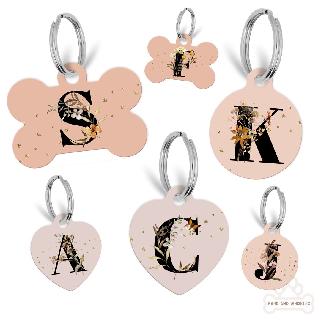 Pet Id Tag Boho Letter Personalized Custom Pet Tag, QR Code Pet Tag ...