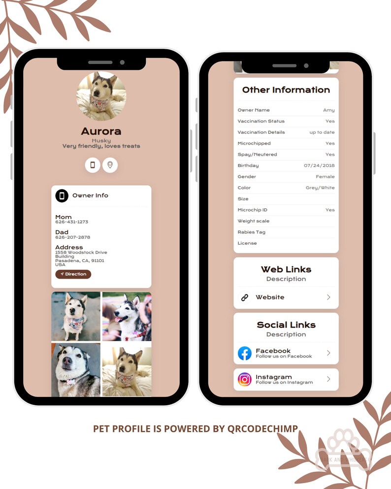 French Fries Pet ID Tag, Personalized Custom QR Code Tag, Collar Pet ...