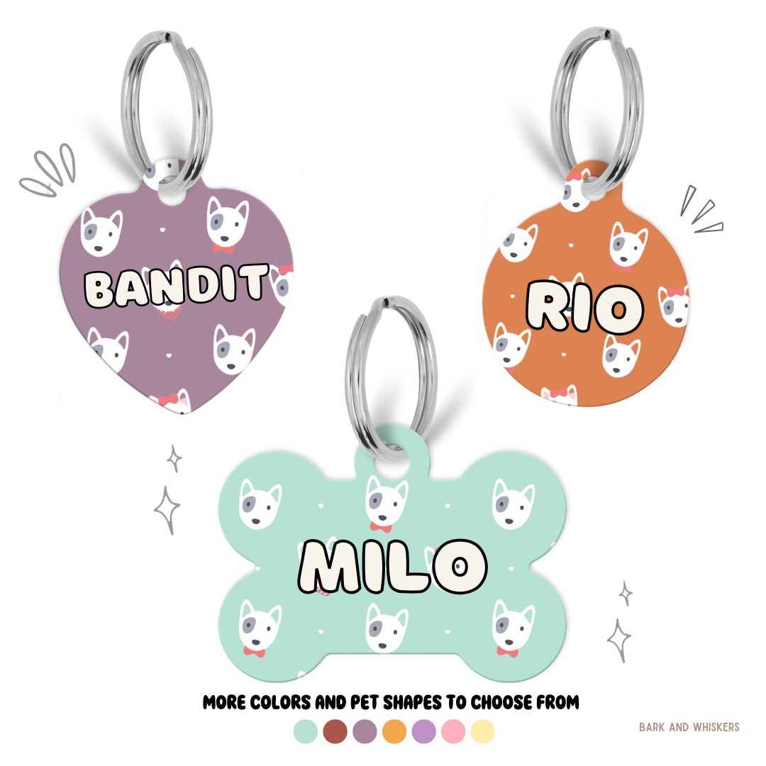 Bull Terrier Pet Id Tag Personalized Custom Dog Tag QR Code Cat Tag ...