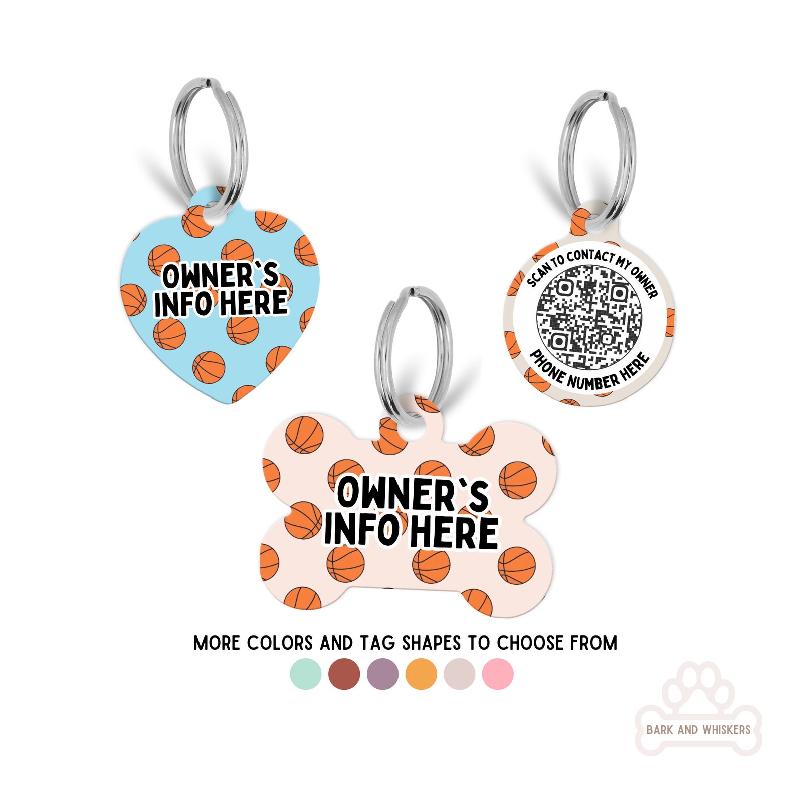 Basketball Ball Pet ID Tag, Ball Funny Pet Tag, ID Tags for Collar, Pet ...