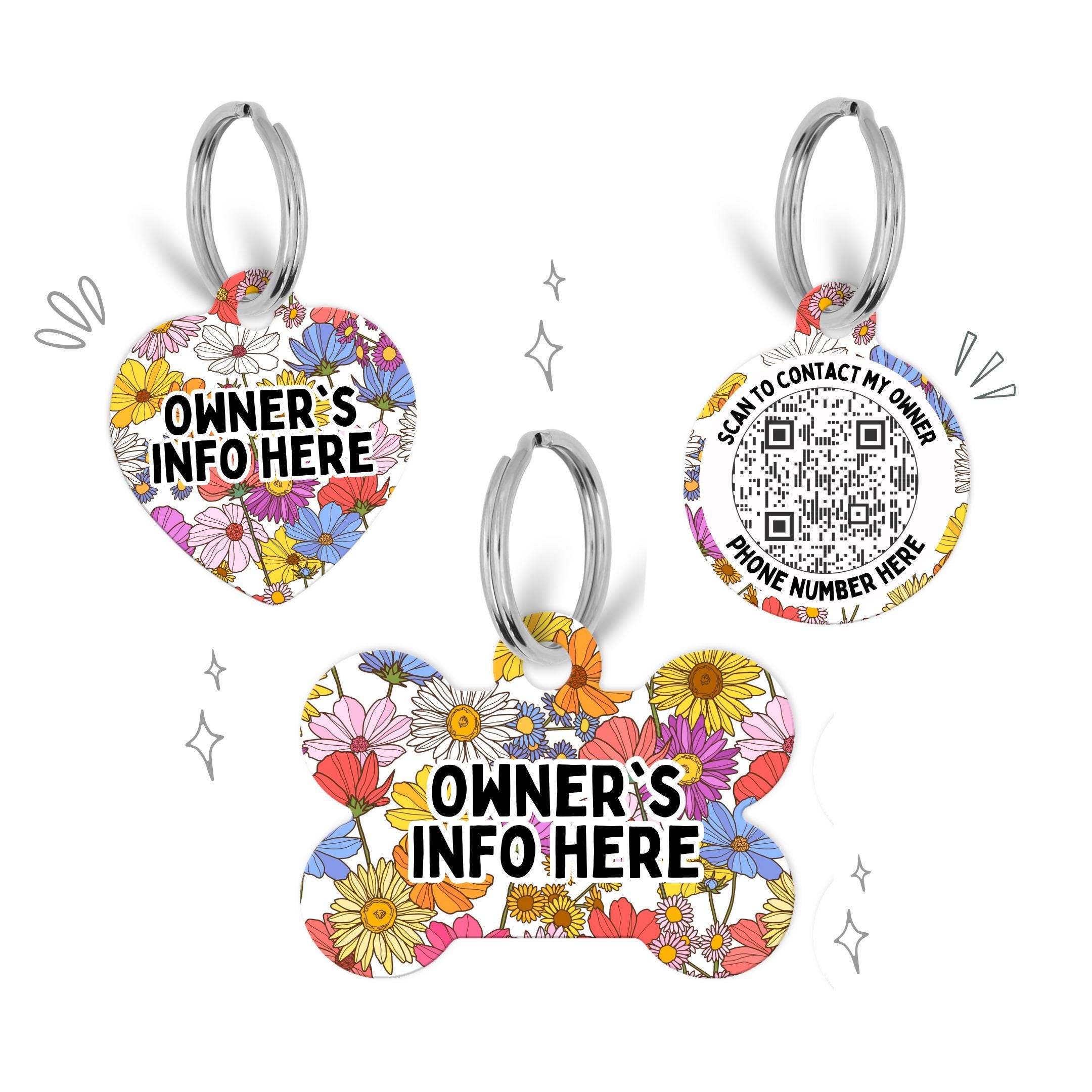 Groovy Flower Print Dog Tag, Personalized Dog Tag, Custom Dog Tag ...