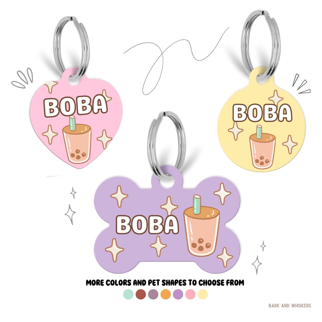 Custom Boba Pet ID Tag, Bubble Tea Dog Cat Name Tag - Etsy