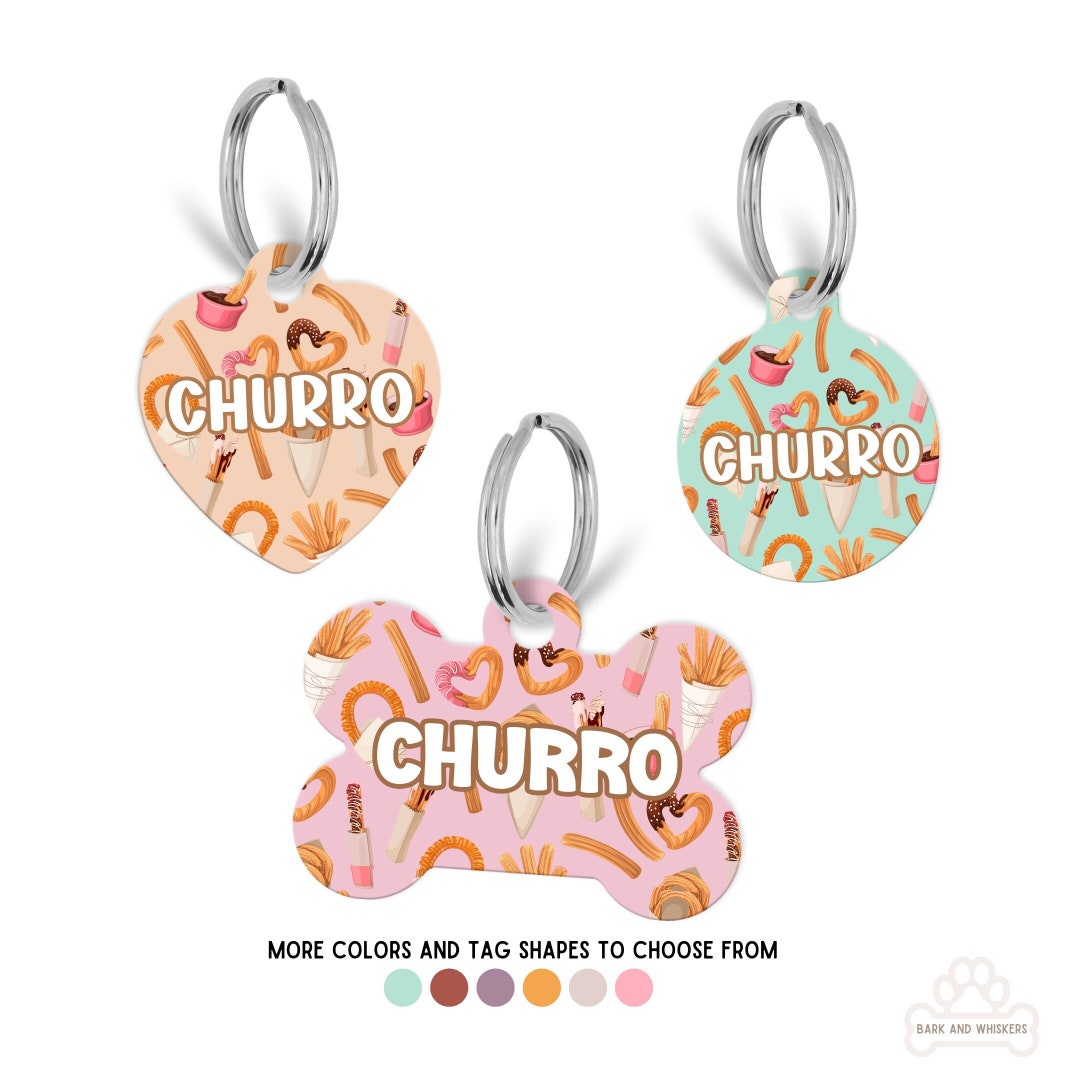 Churro Pet Dog Tag, Personalized Dog Tag, Custom Pet Tag, Double Sided ...