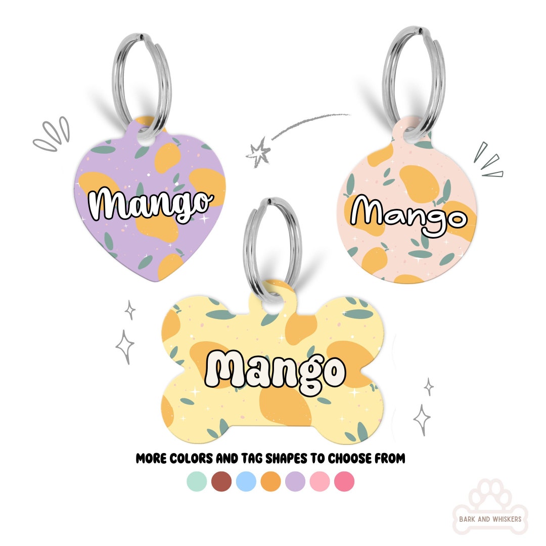 Mango Print Dog Tag, Personalized Dog Tag, Custom Dog Tag, Double Sided ...