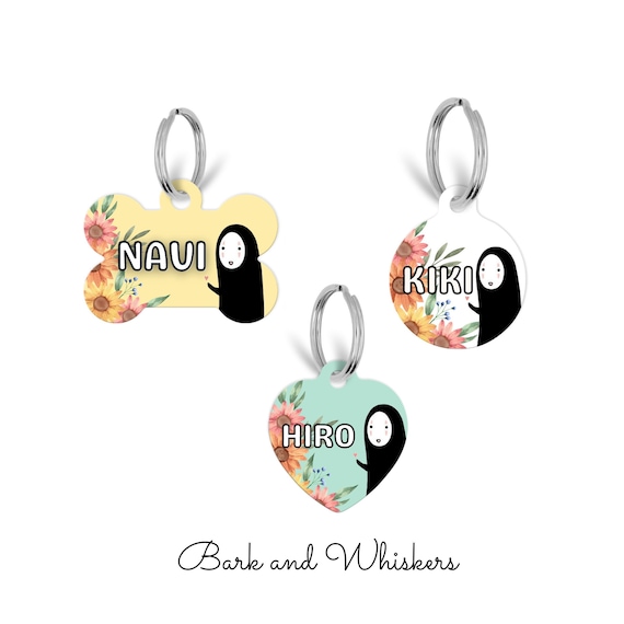 Pet Id Tag Anime Ghost Inspired Floral Personalized Custom - Etsy