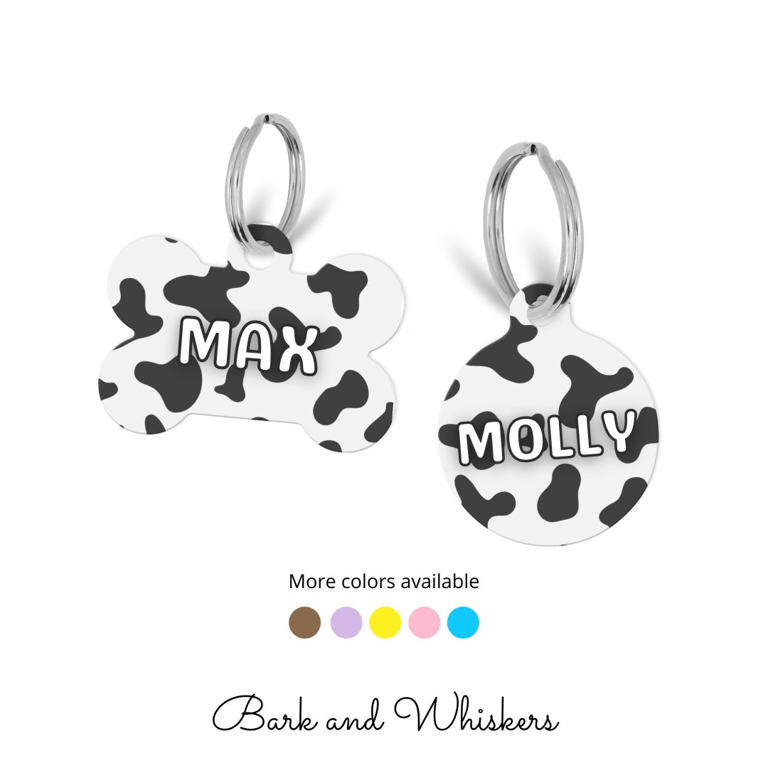 Cow Pet Id Tag, Personalized Cow Custom Pet Tag, Optional QR Code ...