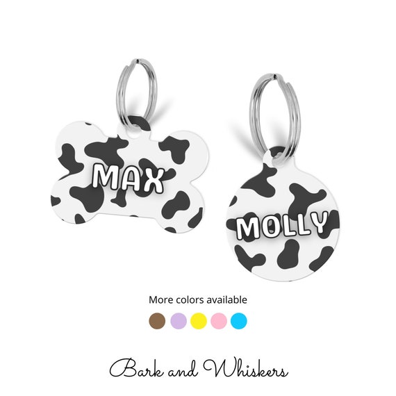 Cow Pet Id Tag Personalized Cow Custom Pet Tag Optional QR - Etsy
